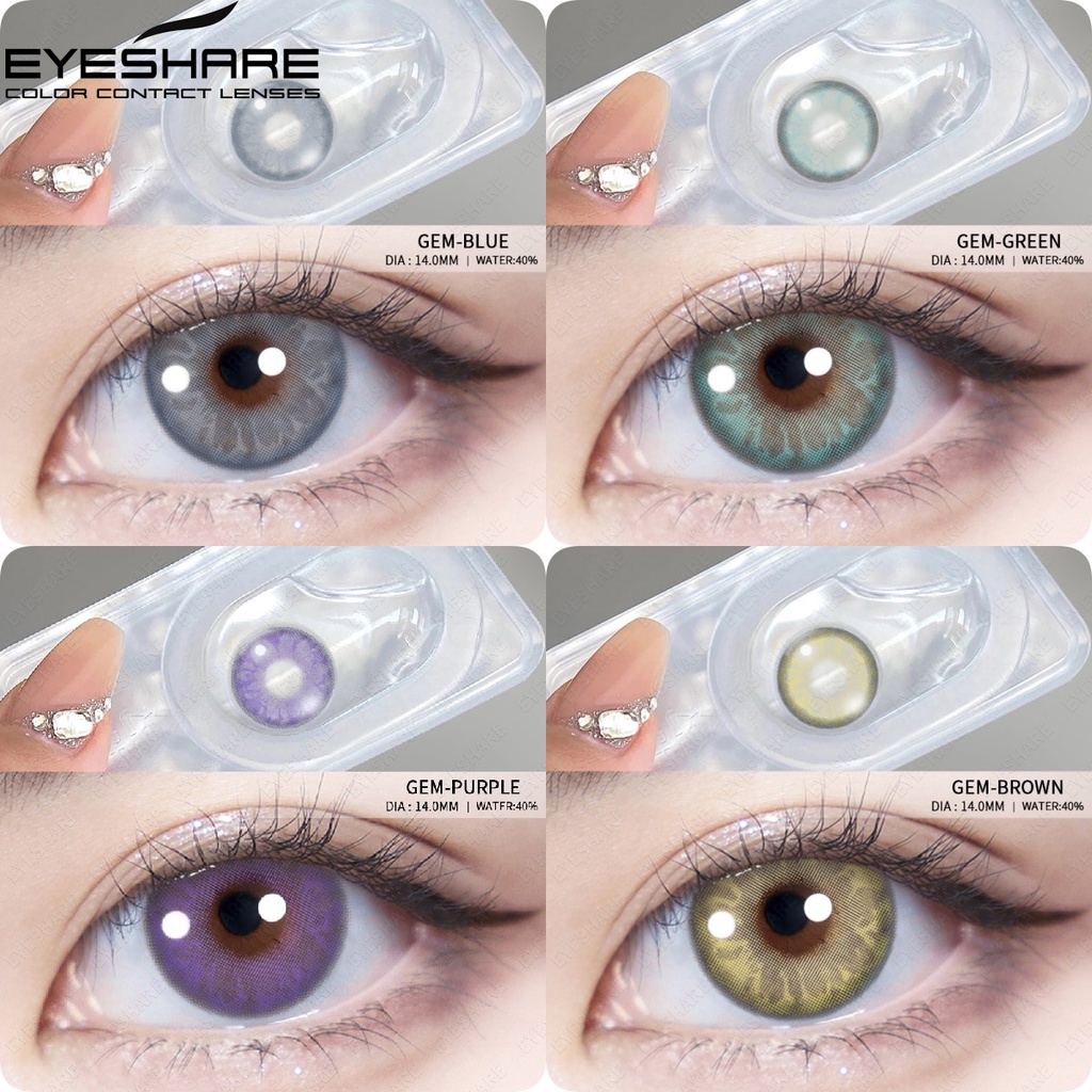 Eyeshare 1 Pair GEM Soft Lens Eye Color Contact Lenses With Case ...