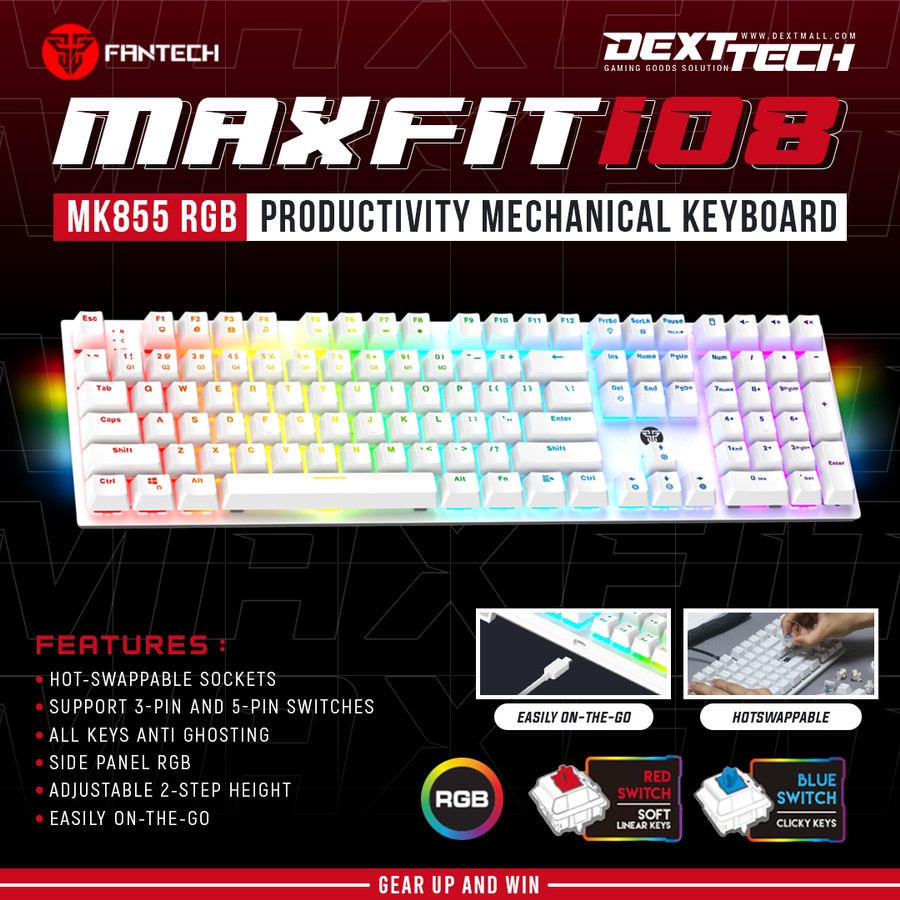 Fantech MAXFIT108 MK855 RGB Hotswap Mechanical Gaming Keyboard | Shopee Philippines
