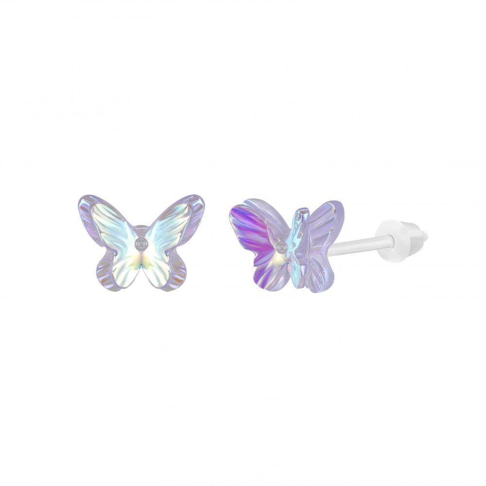 1 Pair Butterfly Stud Earrings Hypoallergen Multicolor Resin Ear ...