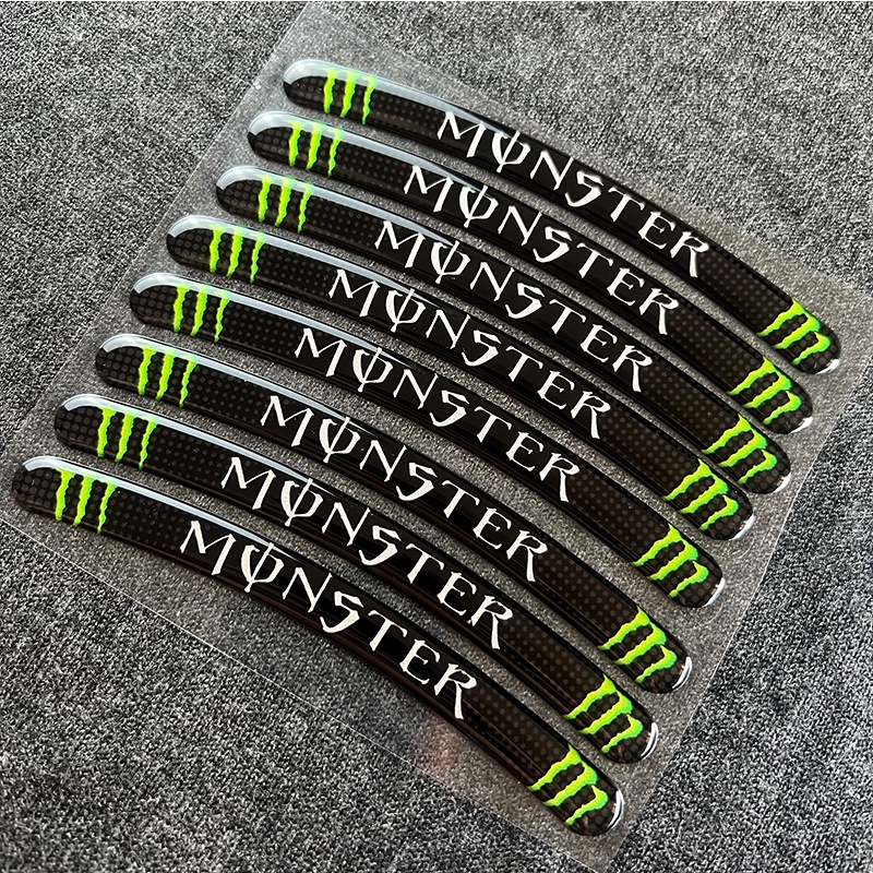 MONSTER Decals & Emblems Motorcycle Car Wheels Reflective 3D Sticker ...