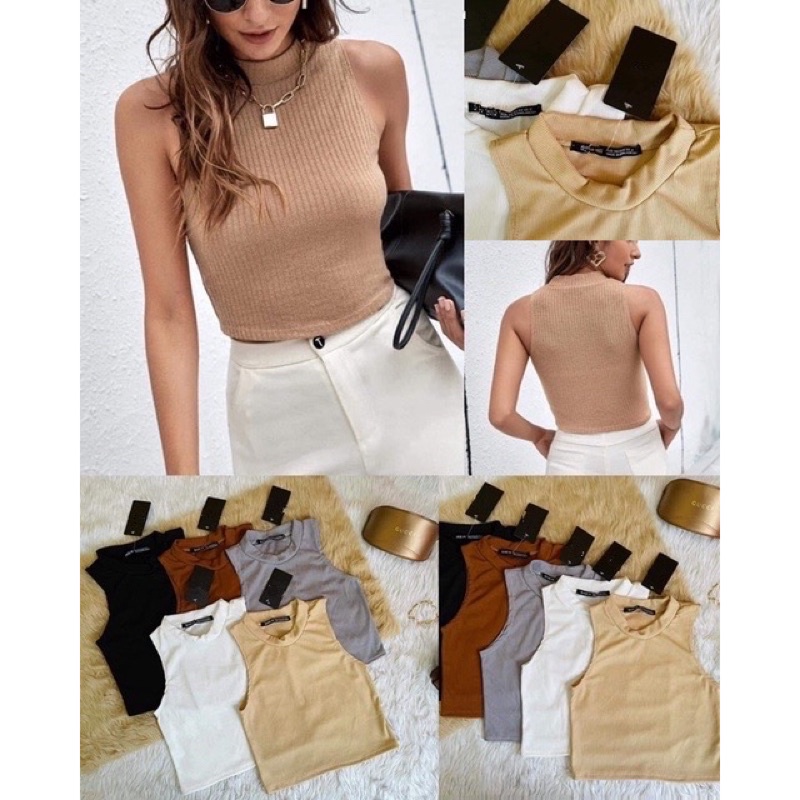 Shekaina Turtle Neck Sando Crop Top | Shopee Philippines