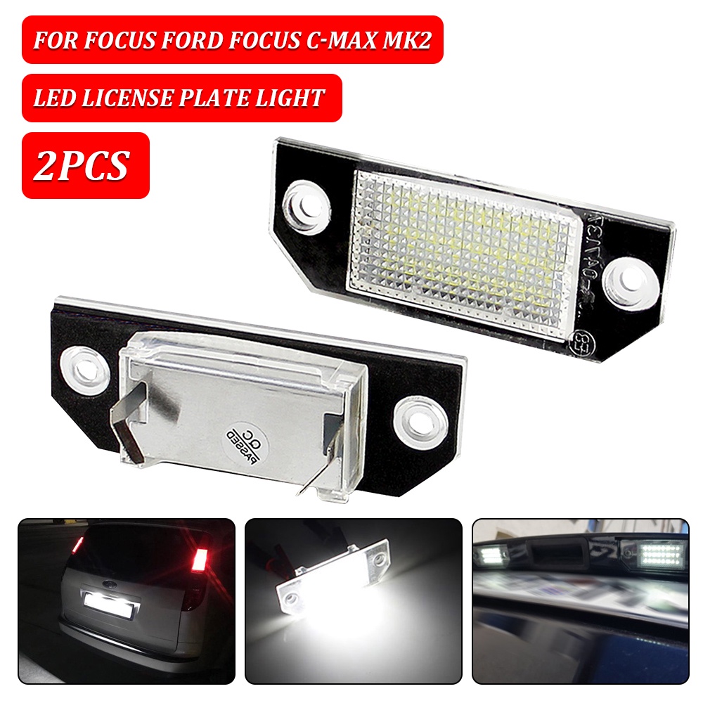 2 Pcs Car License Plate White 12V LED Light Fit For Ford Focus C-MAX ...