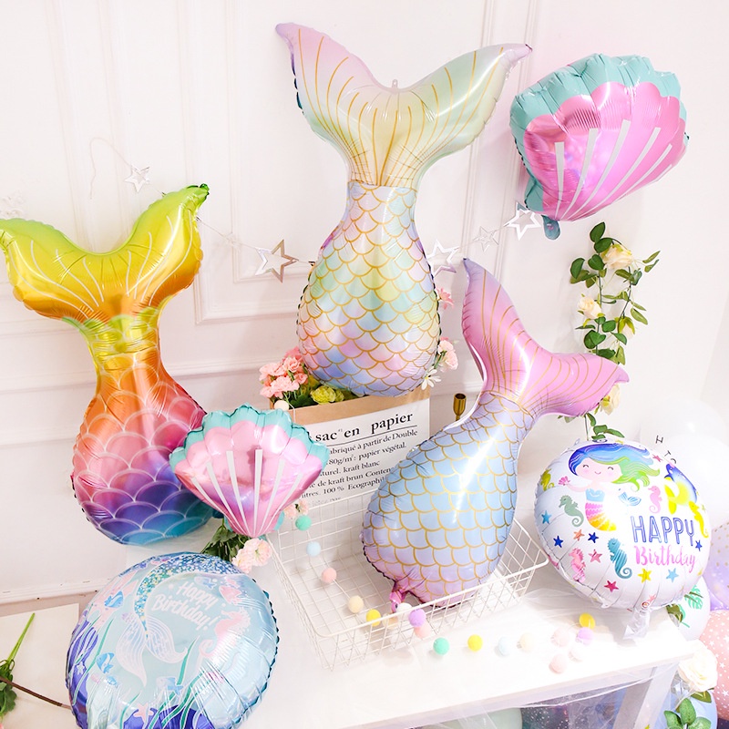 Mermaid Tail Balloon Birthday Party Decorations Mermaid Shell Balloon ...