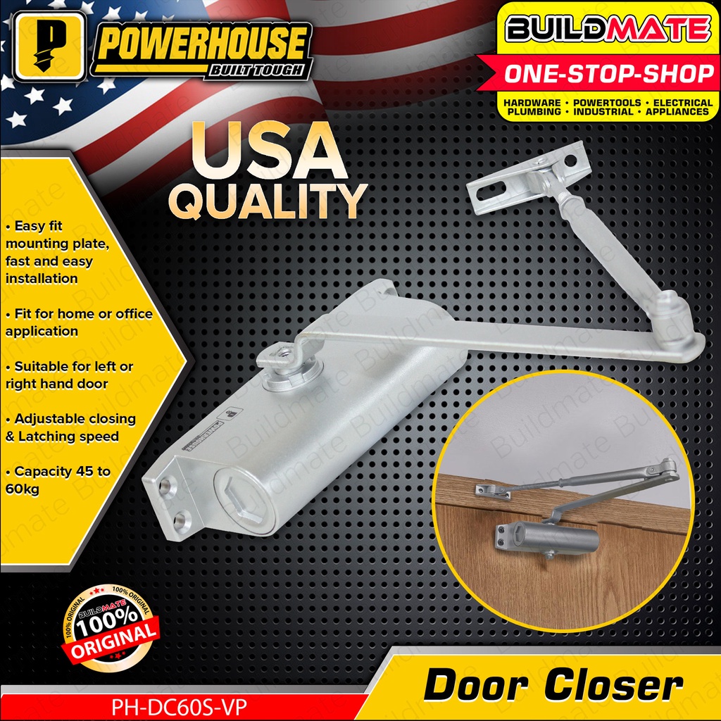 POWERHOUSE Door Closer Automatic Door Closing Up To 60KG Hydraulic Door ...