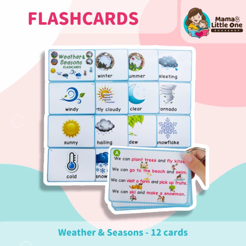 Weather Seasons English Learn Teach Visual Aid Educational Picture Card ...