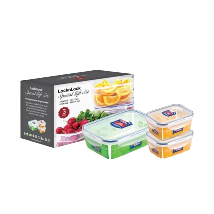 8.8 | Locknlock Gift Set Plastic Lunch Box (3Pcs) | Gift Parcel ...
