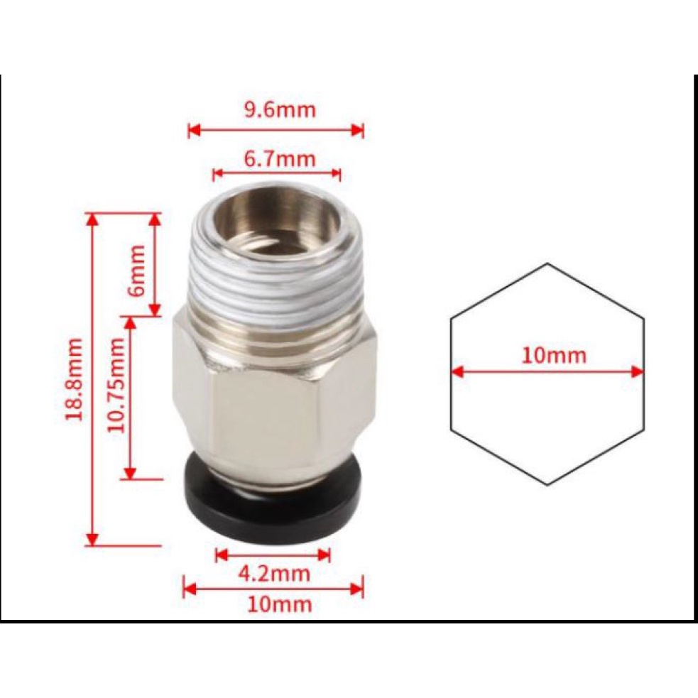 PC4-01. PC4-M6, PC4-M5 3D Printer Pneumatic Connector Fittings PTFE ...