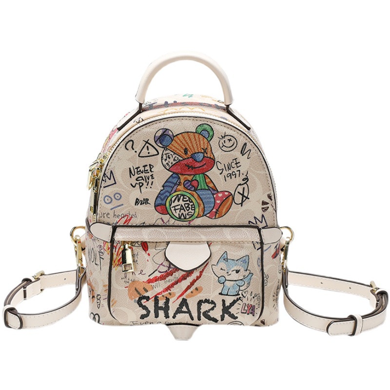 Graffiti leather mini shoulder bag bag 2022 new tide graffiti cute ...