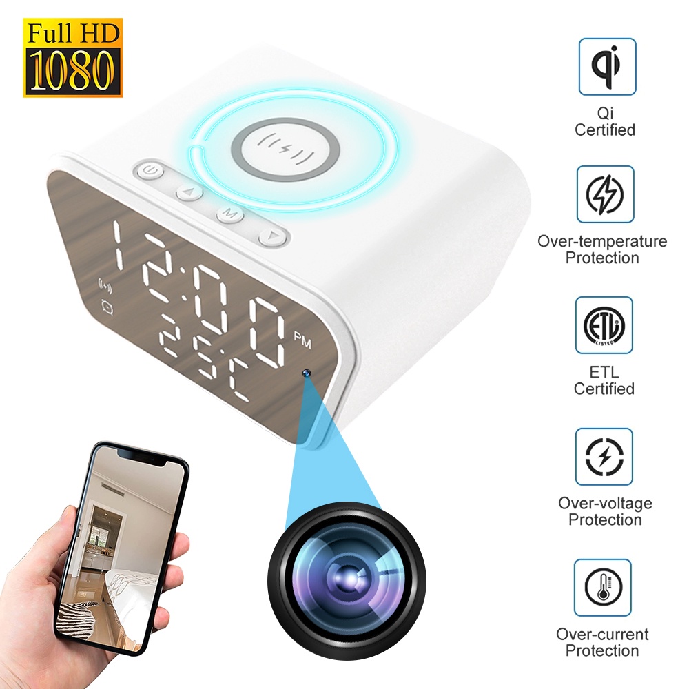 Clock Camera Wireless WiFi Indoor Home Security Monitoring Nanny Cam ...