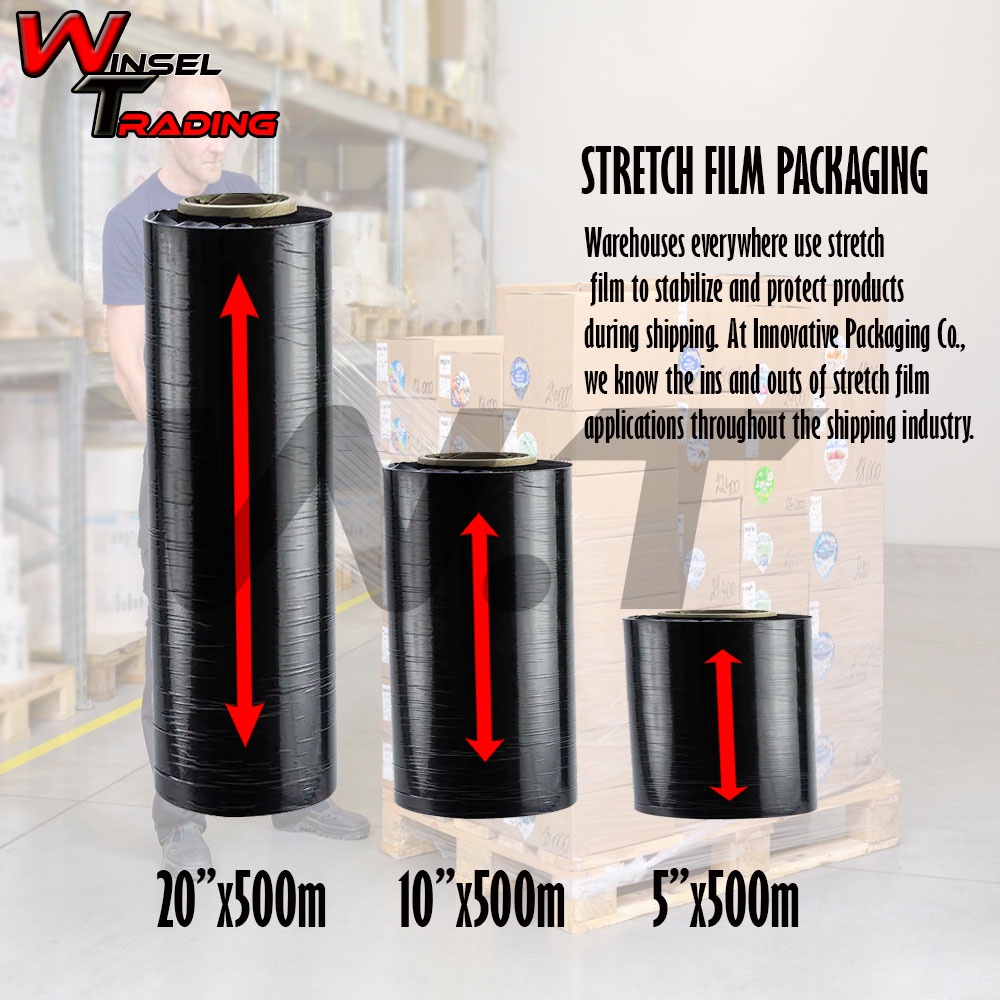 Pallet Stretch Film Black Plastic Wrap Packaging (Big Core) | Shopee ...