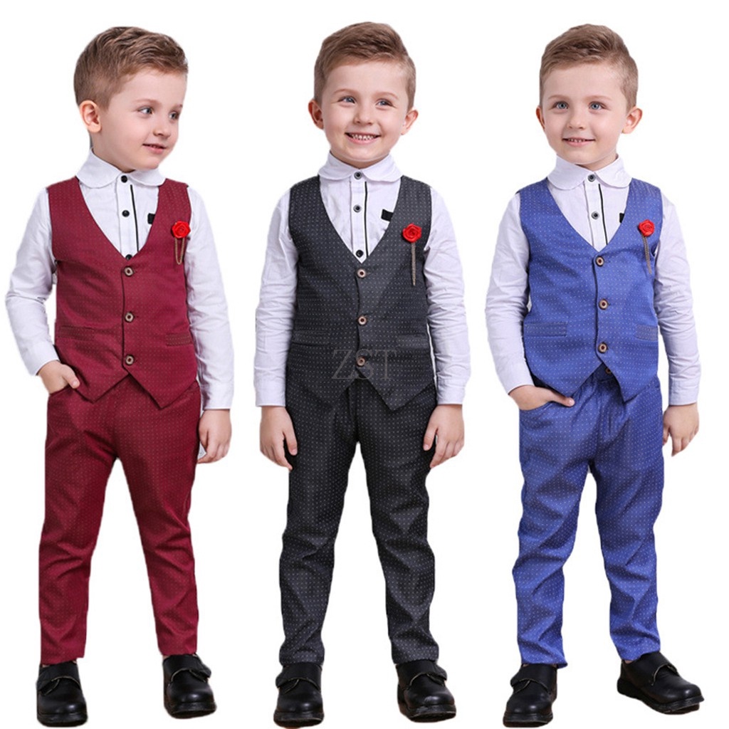 Baby Kids Boys Formal Outfits 3pcs Toddler Baby Boys Clothes Set Ring ...