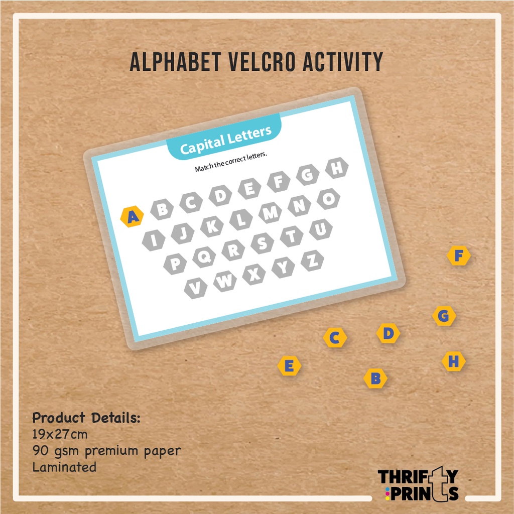 Alphabet Matching Laminated With Velcro Learning Material Activity ...