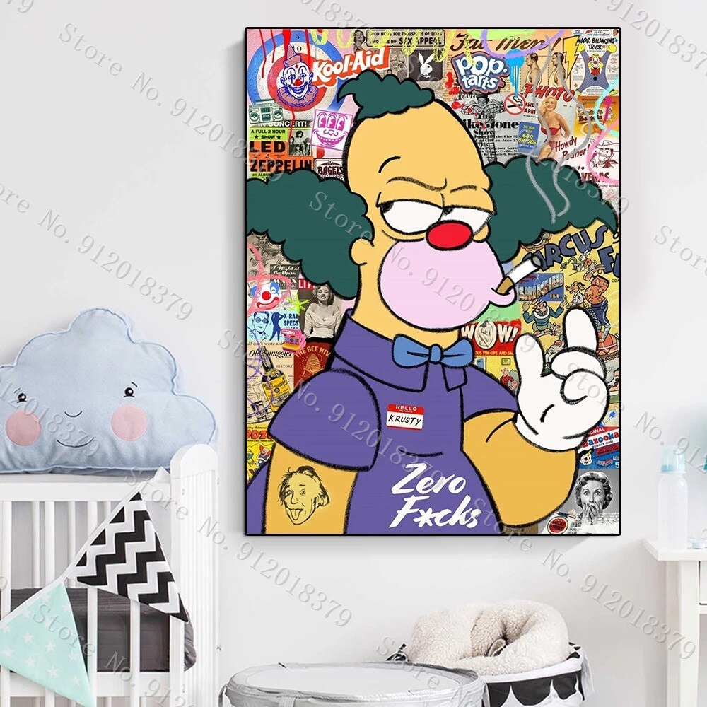 Disney Cartoon Simpson Smoking Graffiti Art Poster Luxury Anime ...