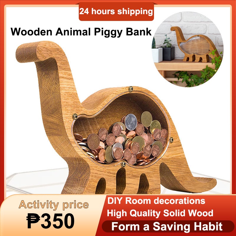 Animals Wooden Piggy Bank DIY Ornaments Piggy Bank big Size Alkansya ...