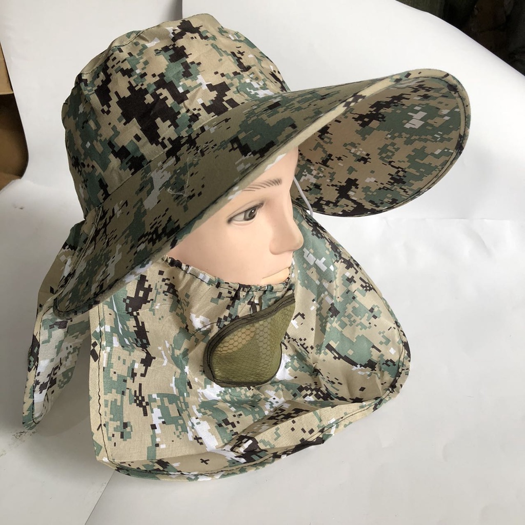 FASHION HIGH QUALITY CAMOUFLAGE SUN HAT WITH NET MASK | Shopee Philippines