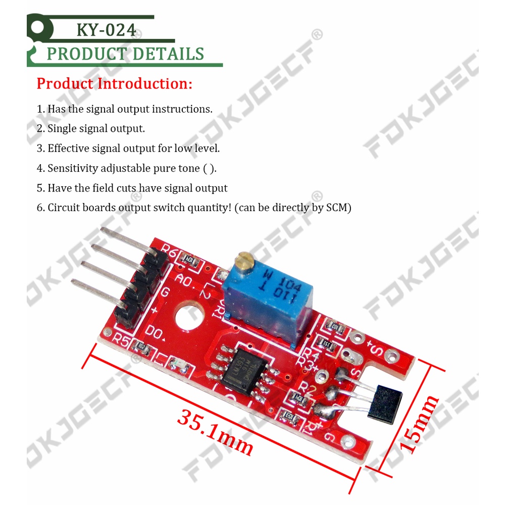 4pin KY-024 Linear Magnetic Hall Switches Speed Counting Sensor Module diy Starter Kit KY024 for ...