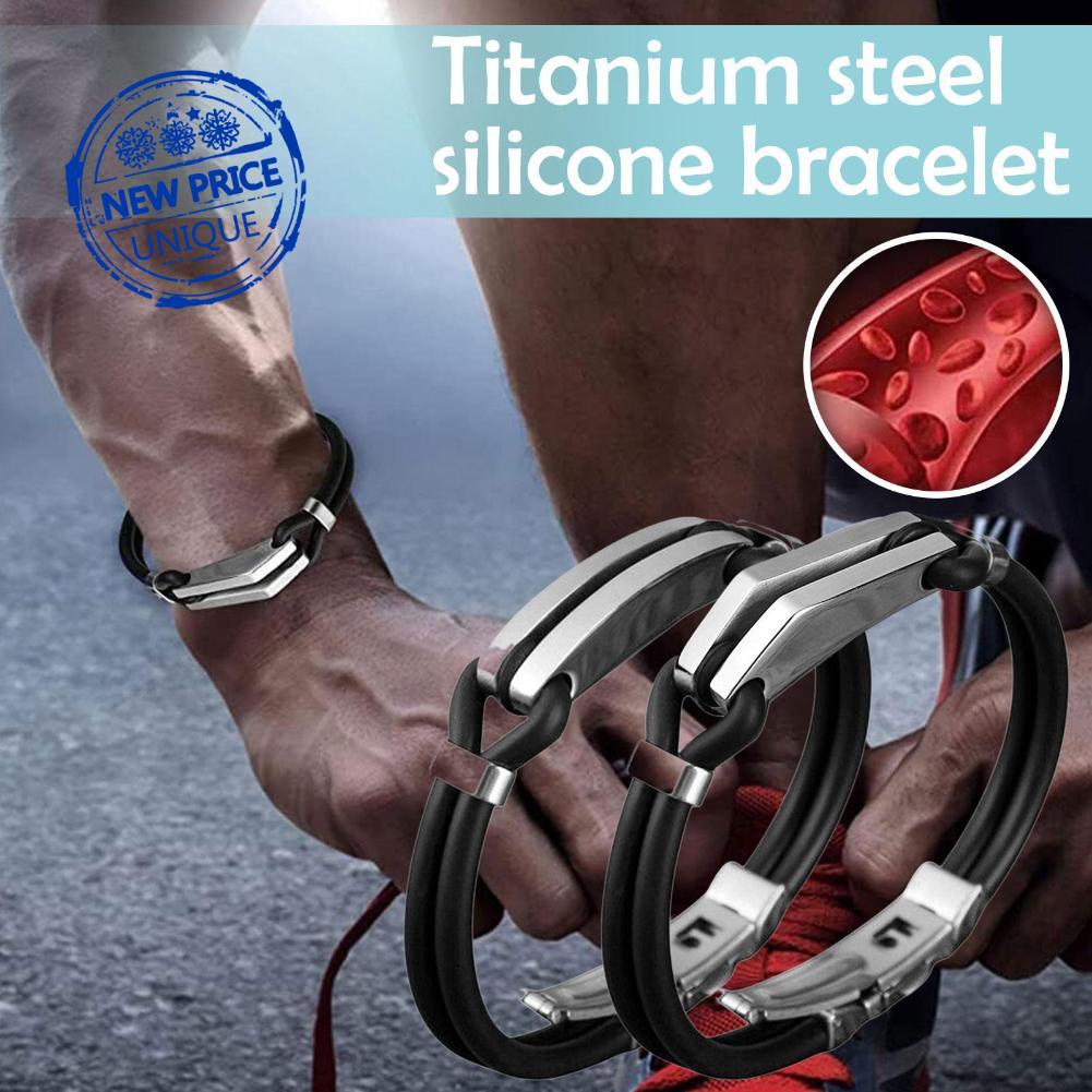 Men Titanium Sport Bracelets Detox Lymp Unclog Wristband Wristbands ...