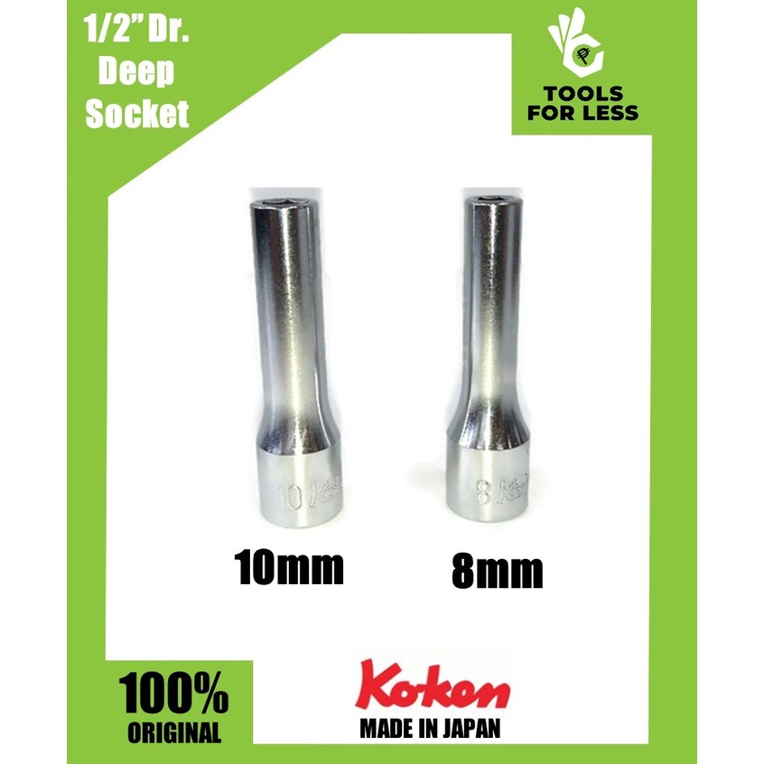 Koken 1/2 Dr. Deep Socket Set 6 pts. 8mm & 10mm Made in Japan | Shopee Philippines