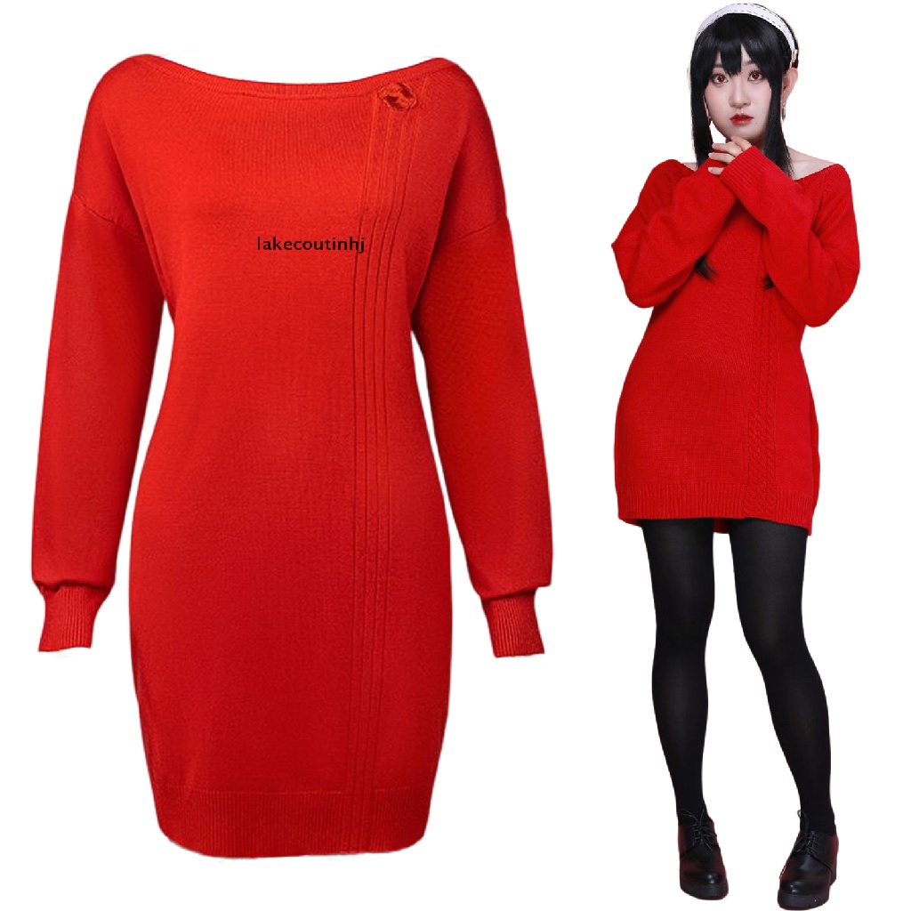 tinhj SPY×FAMILY cosplay costume Yor Forger cosplay red sweater ...