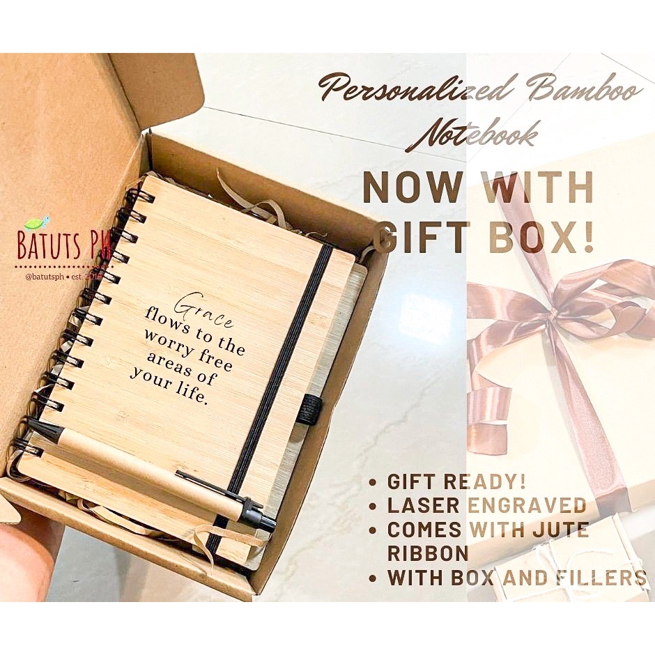 BatutsPh - Personalized Bamboo Notebook with Pen, Journal Gift Set ...