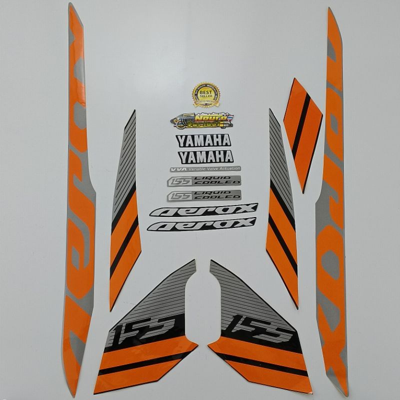Yamaha Aerox 155 2017 orange Striping, standard motorbike body stickers ...