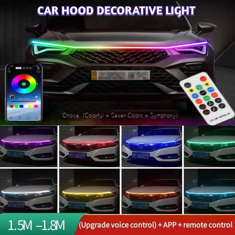 1.5/1.8m led car hood lights universal strip engine hood guide light ...