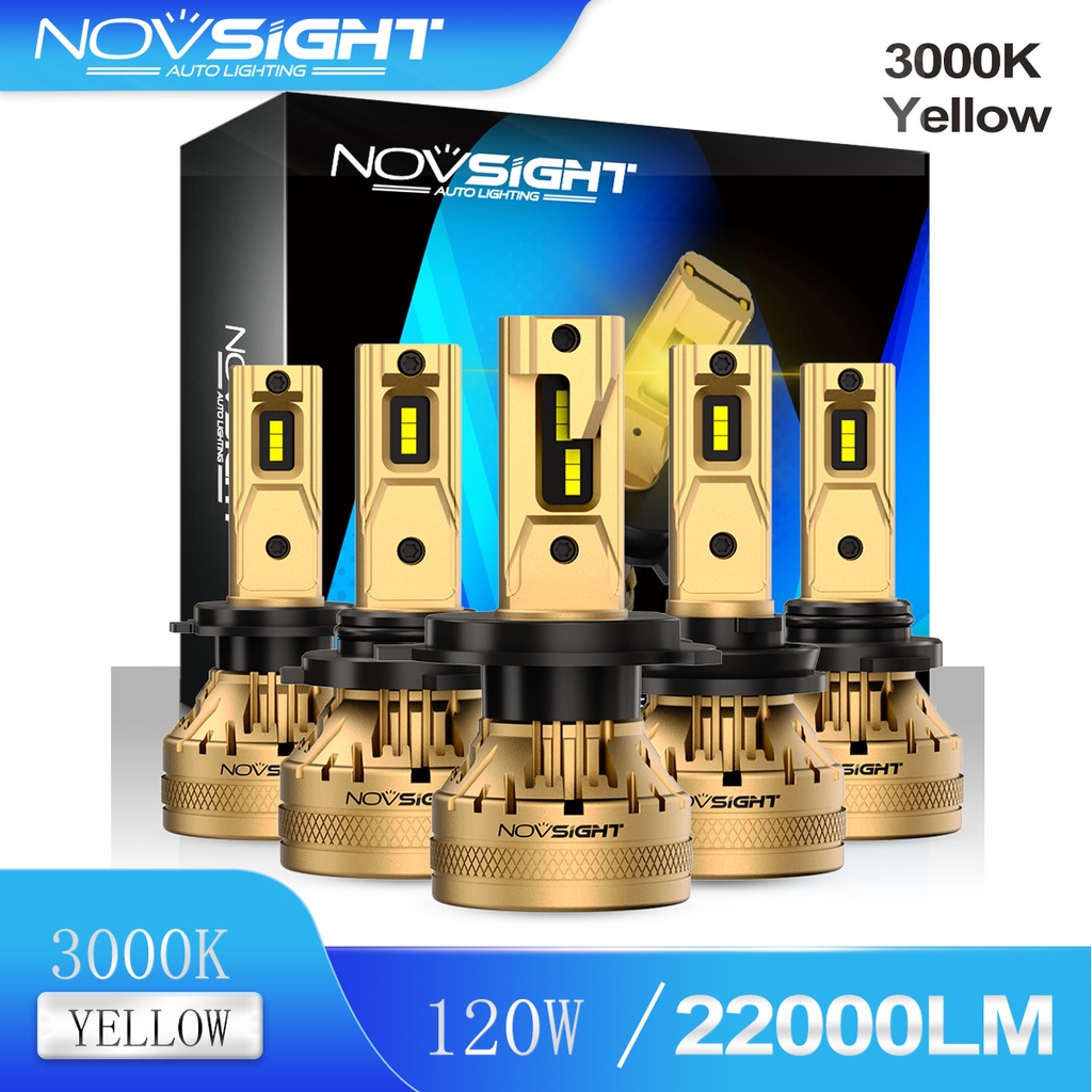 Novsight New Arrival N37Y 3000K yellow light Car H11 LED Headlight H4 ...