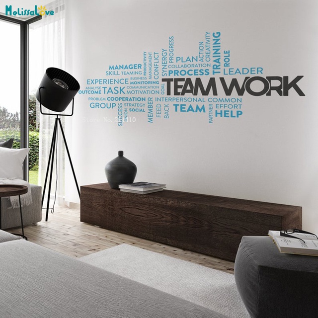 Custom Two Colors Teamwork Wall Sticker Office Motivational Quote Vinyl ...