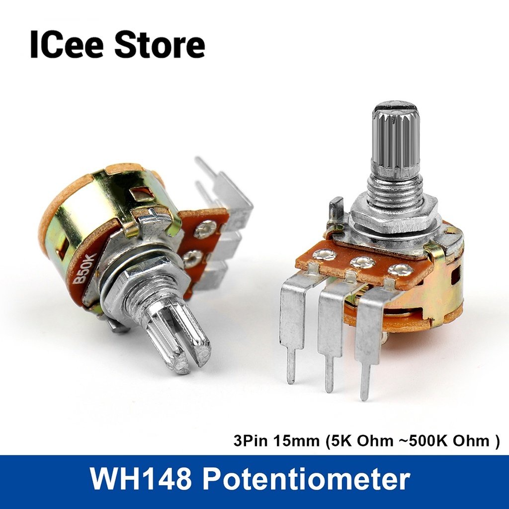 5Pcs WH148 Potentiometer 3Pin 15mm Shaft B5K B10K B50K B100K B500K with ...