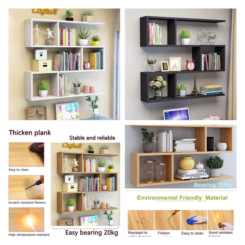 Wall shelf without punching wall-mounted bookshelf simple home storage ...
