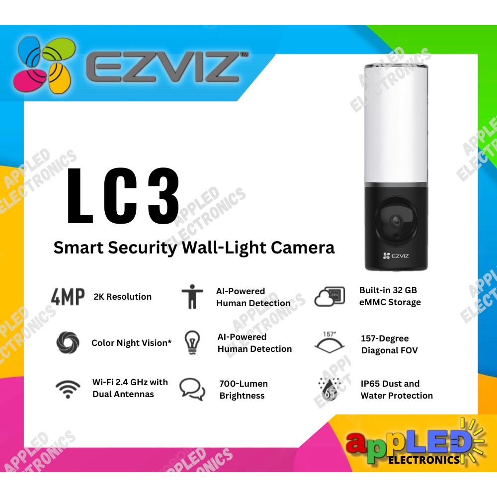 EZVIZ LC3 4MP Smart Security Wall-Light Camera | Shopee Philippines