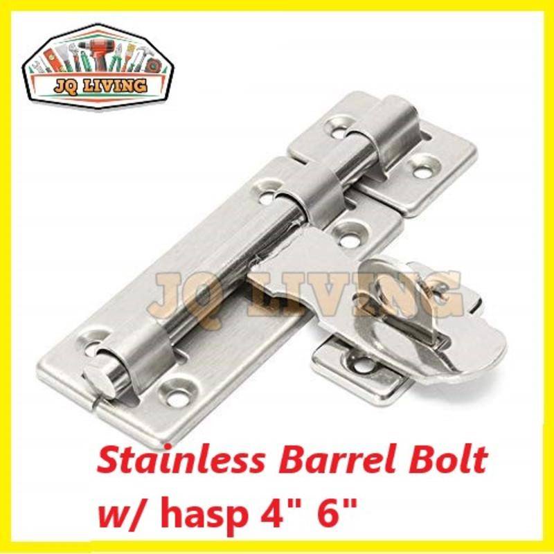 READY TO SHIP STAINLESS STEEL DOOR LOCK BARREL BOLT WITH SAFETY HASP 4 ...