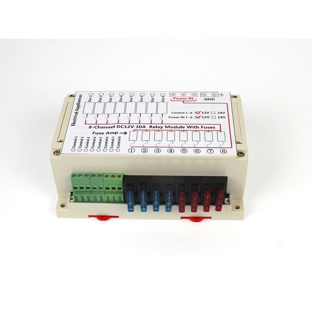Caravan Accessories 8 Channel DC 24V 30A Relay Module Camper with Fuses ...
