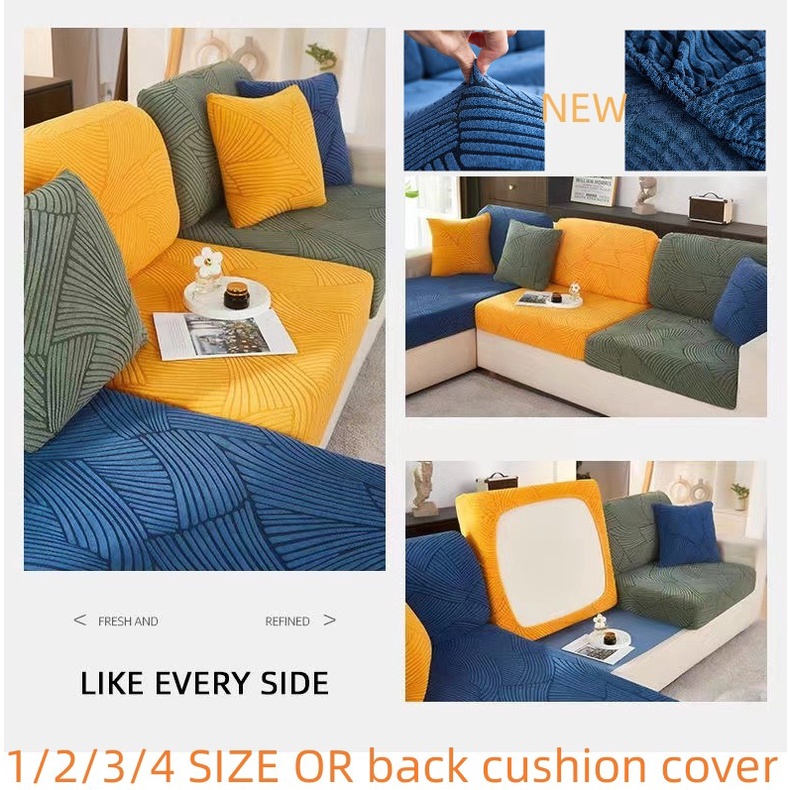Elastic Sofa Seat Cover Patchwork Sofa Cover 1/2/3/4 Seater Solid Color ...