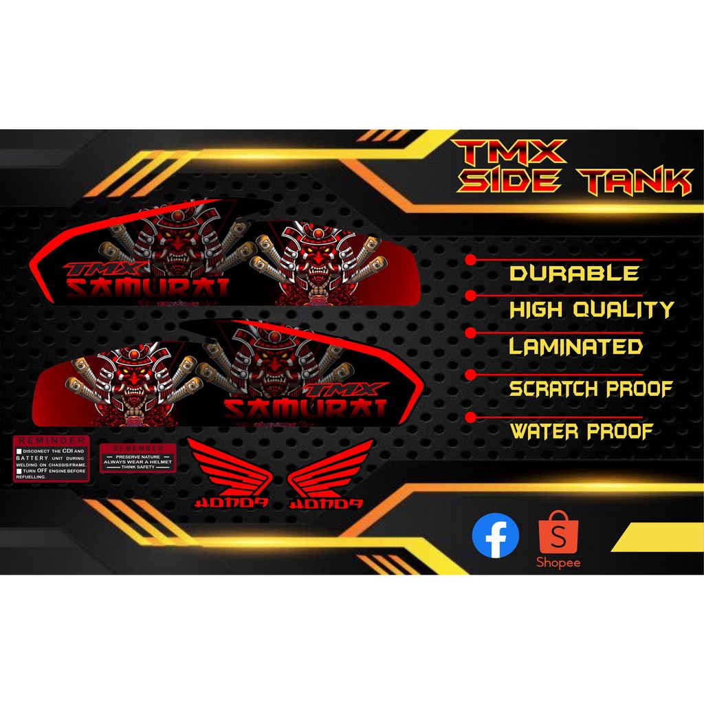 Honda TMX side tank Sticker Decals Japan Samurai Edition Durable and ...