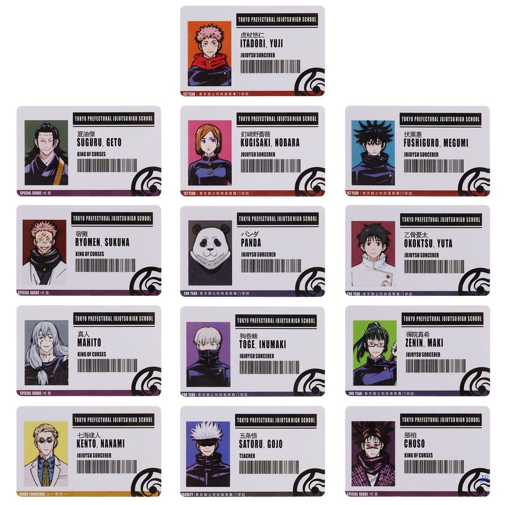 JS Anime Jujutsu Kaisen Figures YUJI Megumi Gojo Yuta Student ID Card ...