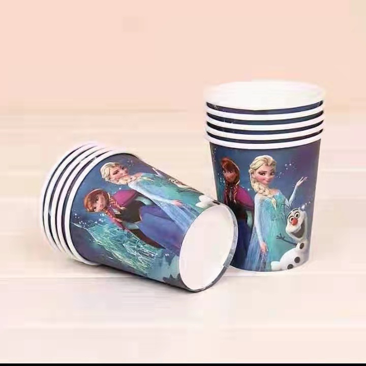 Cup 10 Pcs Cartoon Frozen theme disposable cartoon cutlery paper cup ...
