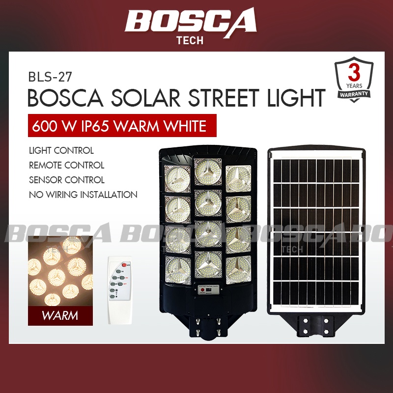 BOSCA Solar Street Light 600W BLS-27 IP65 Smart sensor light control ...