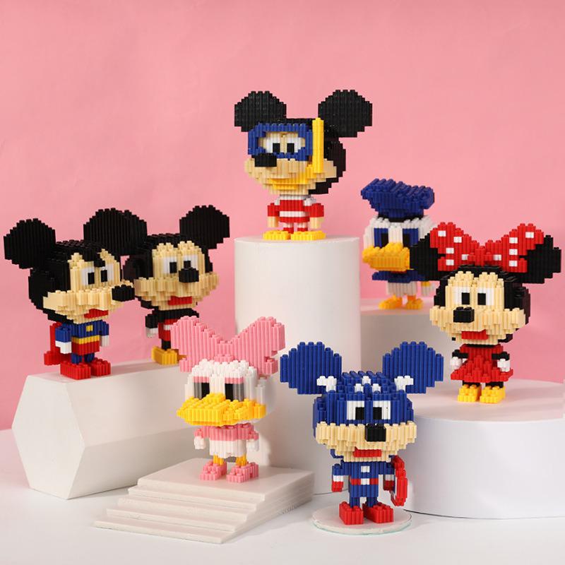 Disney Building Blocks Mickey Minnie Stitch DIY Model Figure Education ...