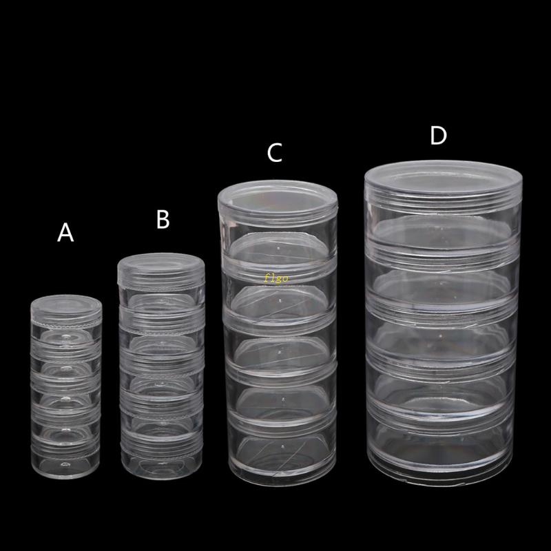 flgo 1 Set 5 Layer Cylinder Stackable Bead Containers Plastic Round ...
