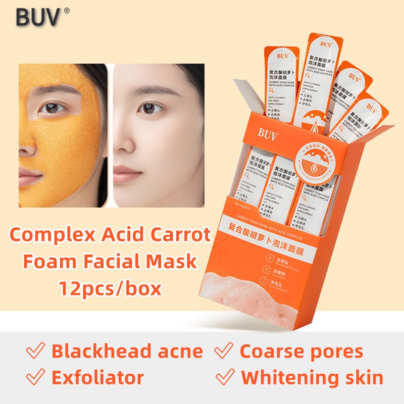 BUV Complex Acid Carrot Foam Mask 12pcs/box Salicylic Acid Carrot ...