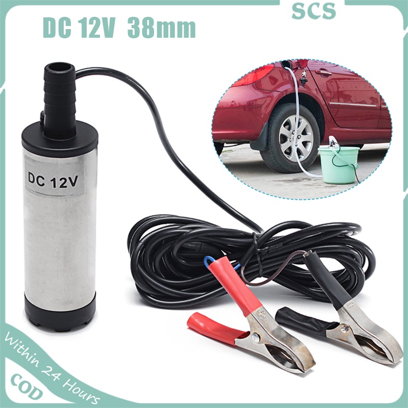 12V Fuel Transfer Pump Portable 38mm Diameter Stainless Steel Oil Diesel Fuel Transfer Water ...