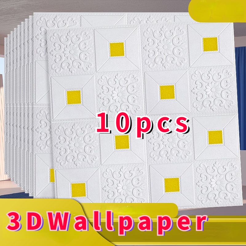 10pcs 3D Wall sticker Foam wallpaper Waterproof Home Room wall Decor ...