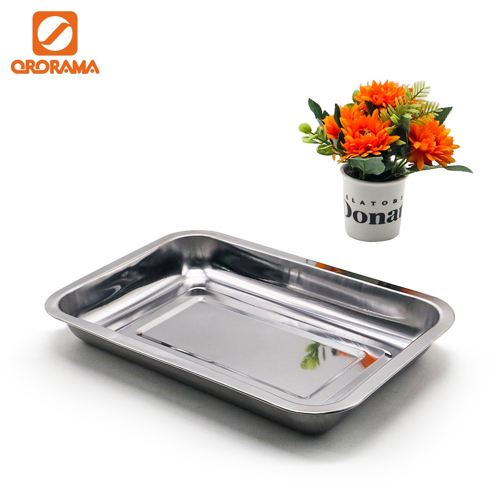 Rectangular Serving Tray Food Tray Thick Stainless Steel (32x22x4.8cm ...