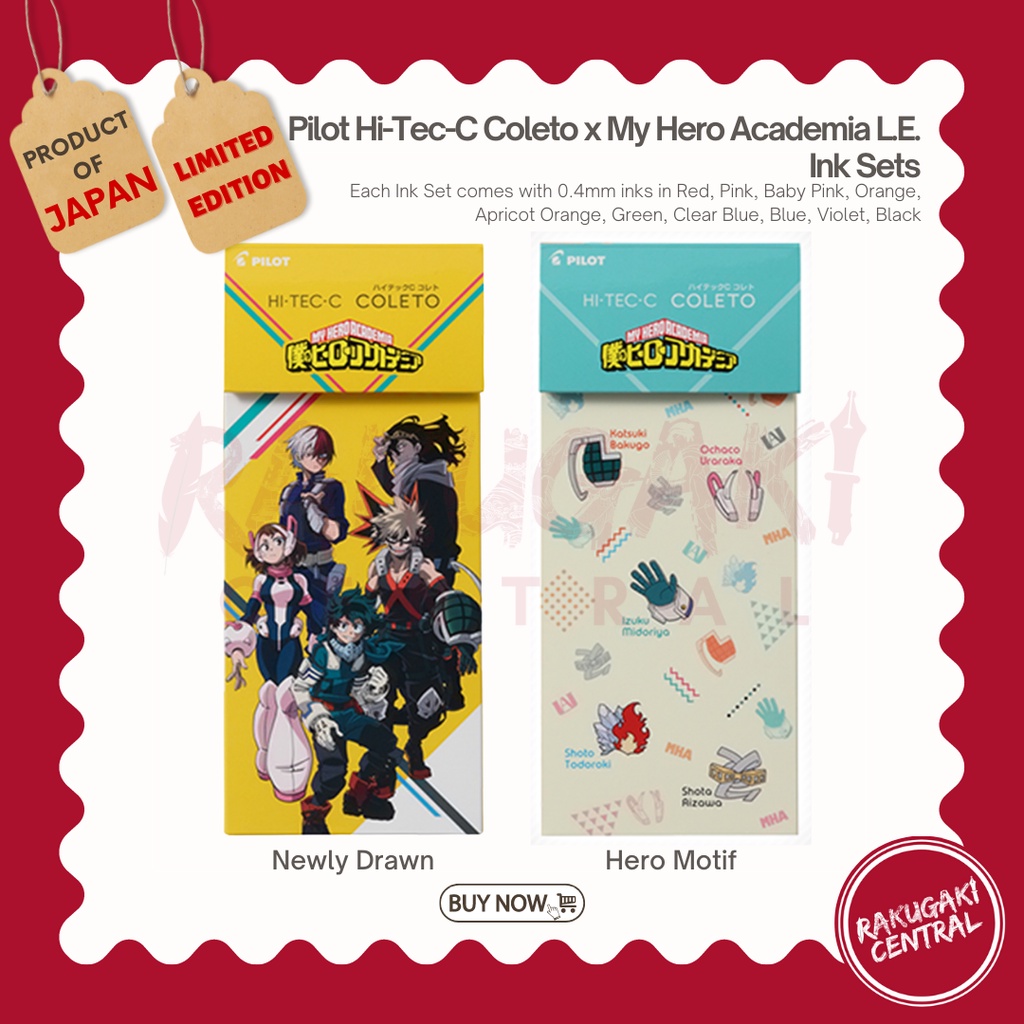 Pilot Hi-Tec-C Coleto x My Hero Academia Limited Edition Ink Sets ...