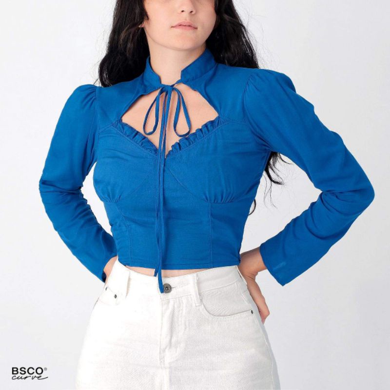 ONHAND BSCO OPHELIA KOREAN STYLE BLUE TOP KOREAN FASHION STYLE OUTFIT ...