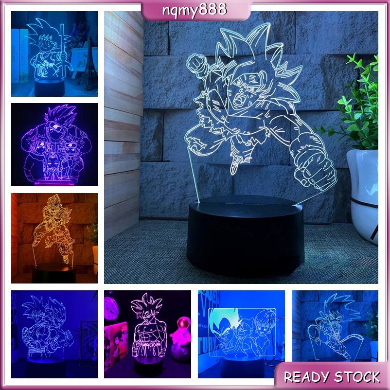3D Light Dragon Ball Goku LED Super Saiyan Night Light Boy Bedroom ...