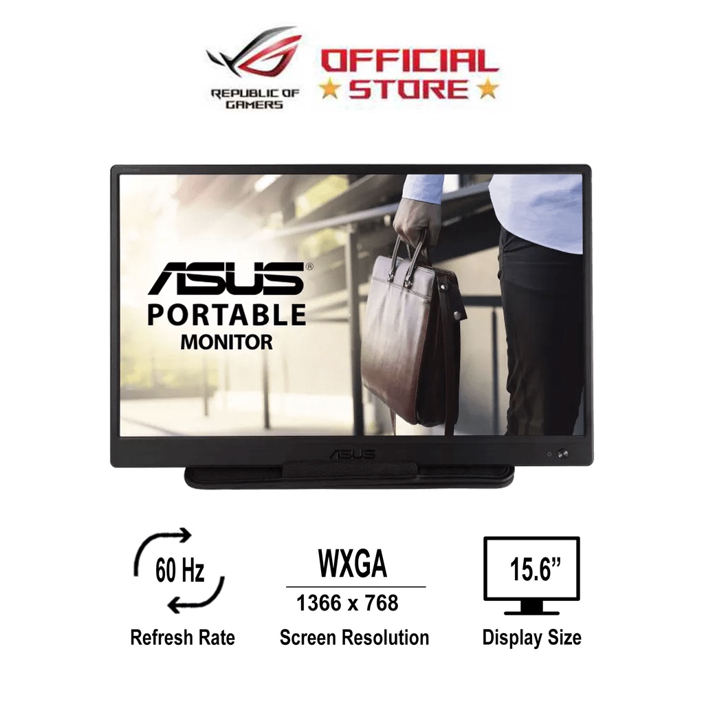 Asus ZenScreen MB165B 15.6" WXGA 1366x768 10ms 60Hz Anti-Glare USB ...