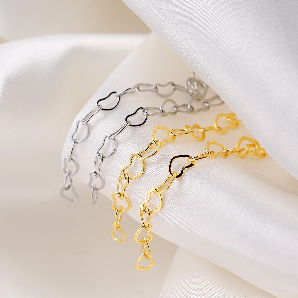 10 pcs Color Preservation Real Gold Love Heart Tail Chain For DIY ...