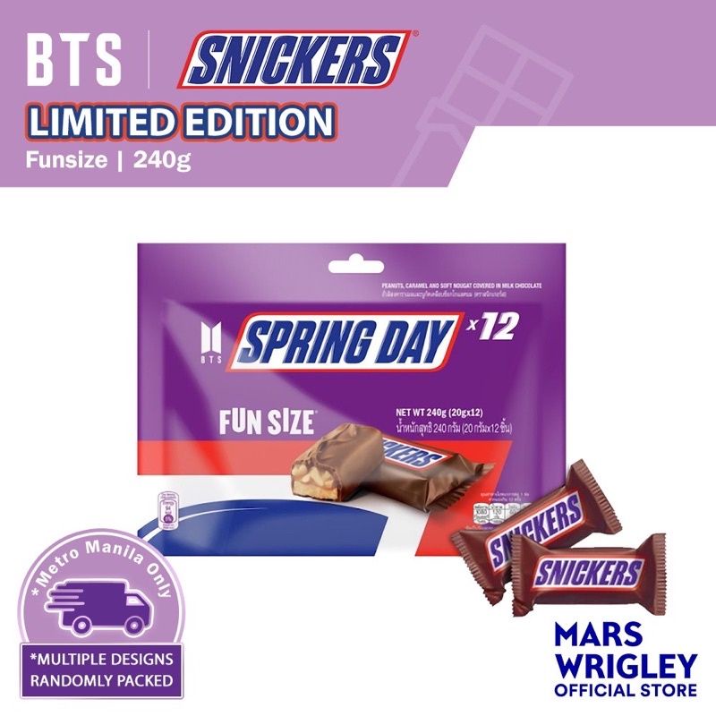 SNICKERS x BTS CLASSIC CHOCOLATE BAR FUNSIZE 240g | Shopee Philippines